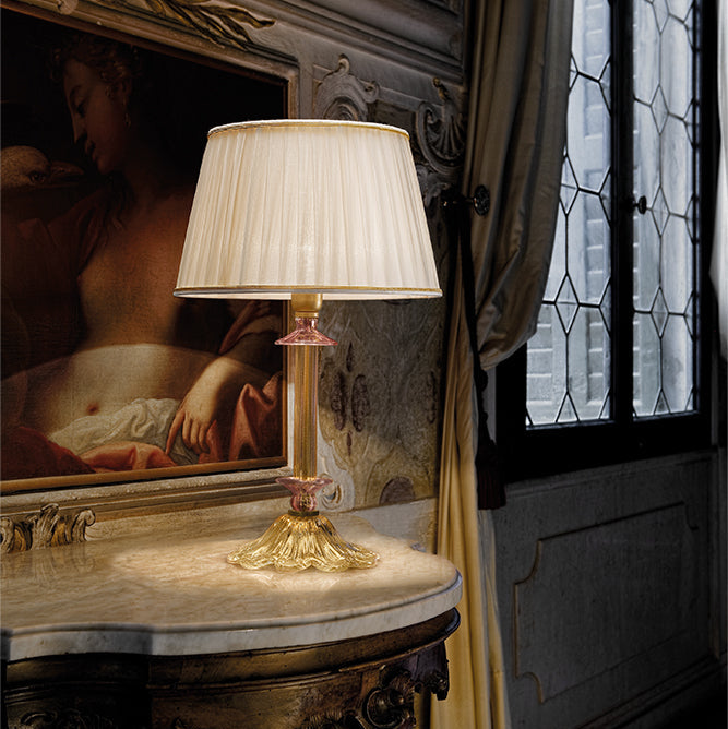 Handmade Classic Fine Italian small table lamp with shade and Murano ...