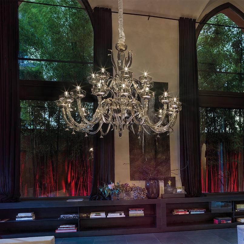 Hand-Blown elaborate two-tier fine Italian ceiling pendant Chandelier ...