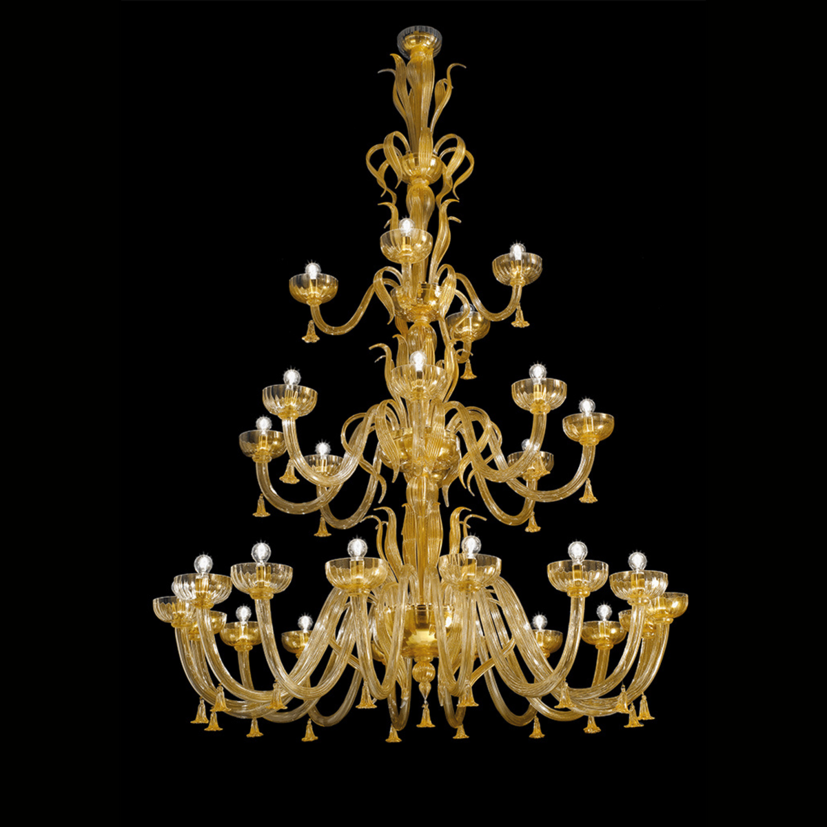 Hand-Blown elaborate three-tier fine Italian ceiling pendant Chandelier ...