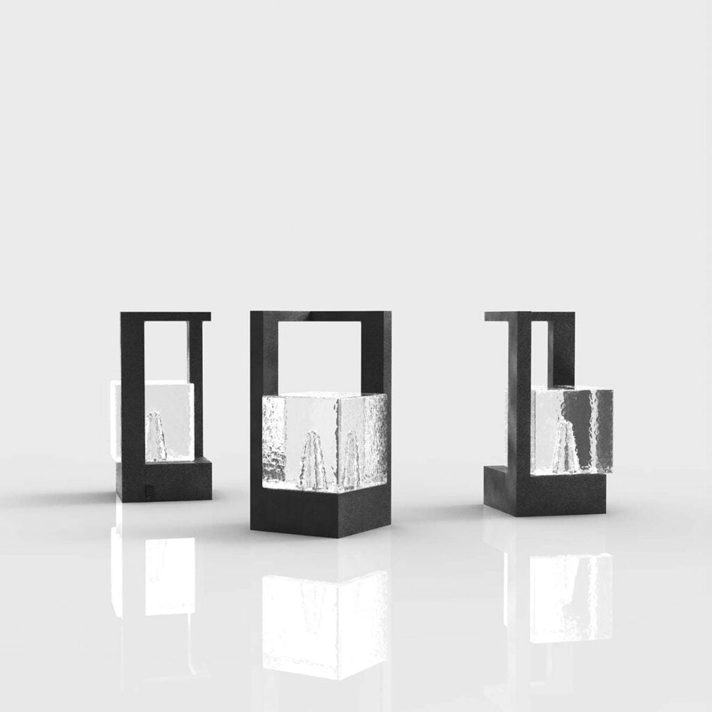 Contemporary Glass Block Cube Table Lamp — Italian Lighting