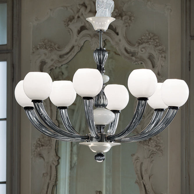 Handmade Fine Italian Chandelier ceiling pendant lamp with eight shades ...