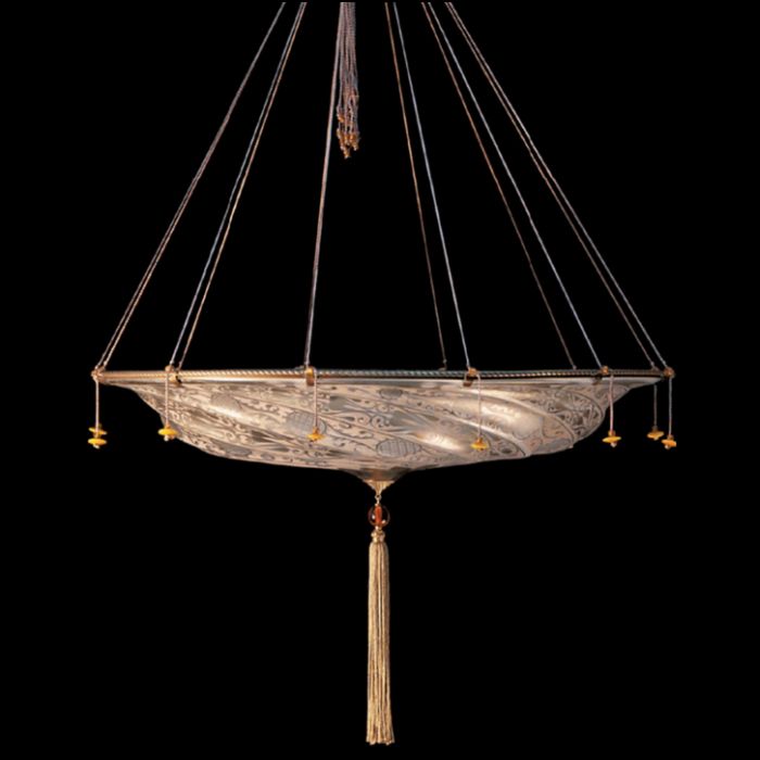 Far-eastern style ceiling pendant | Fortuny-style light fixture ...
