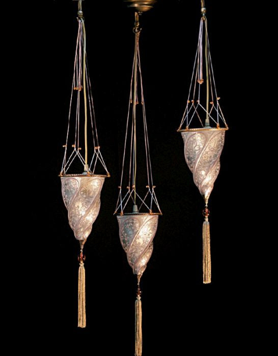 Fortuny style cluster ceiling light | oriental style ceiling light ...