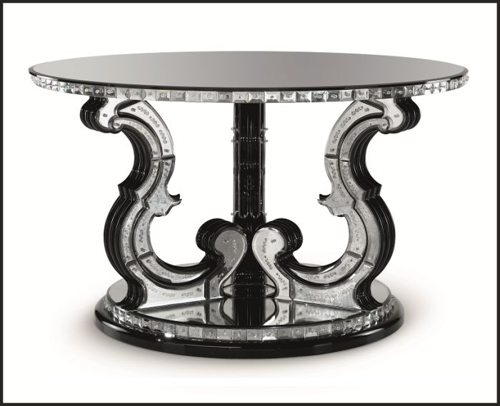 Circular 1920s art deco foyer table | Round Venetian glass foyer table ...