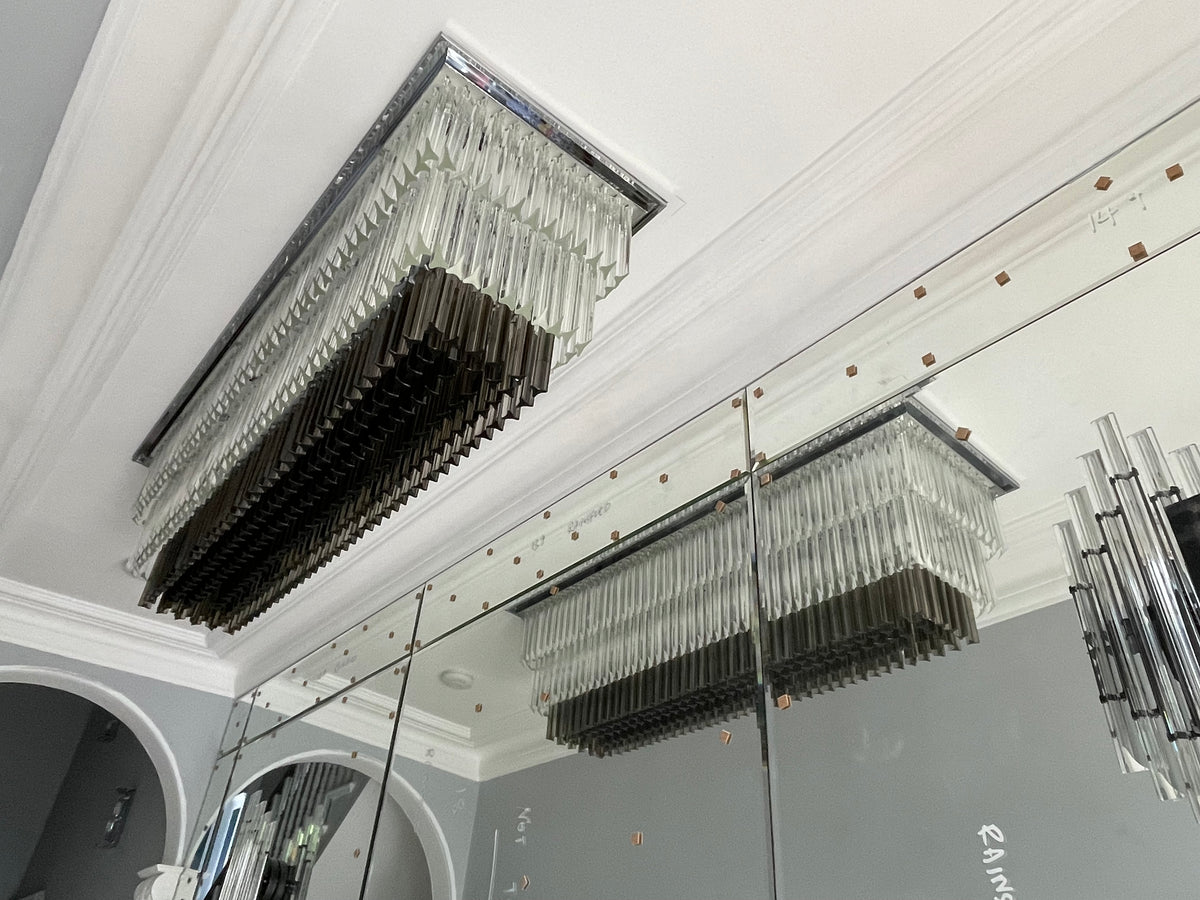 Custom Dining Table Prism Chandelier In FumÃ© Murano Glass — italian ...