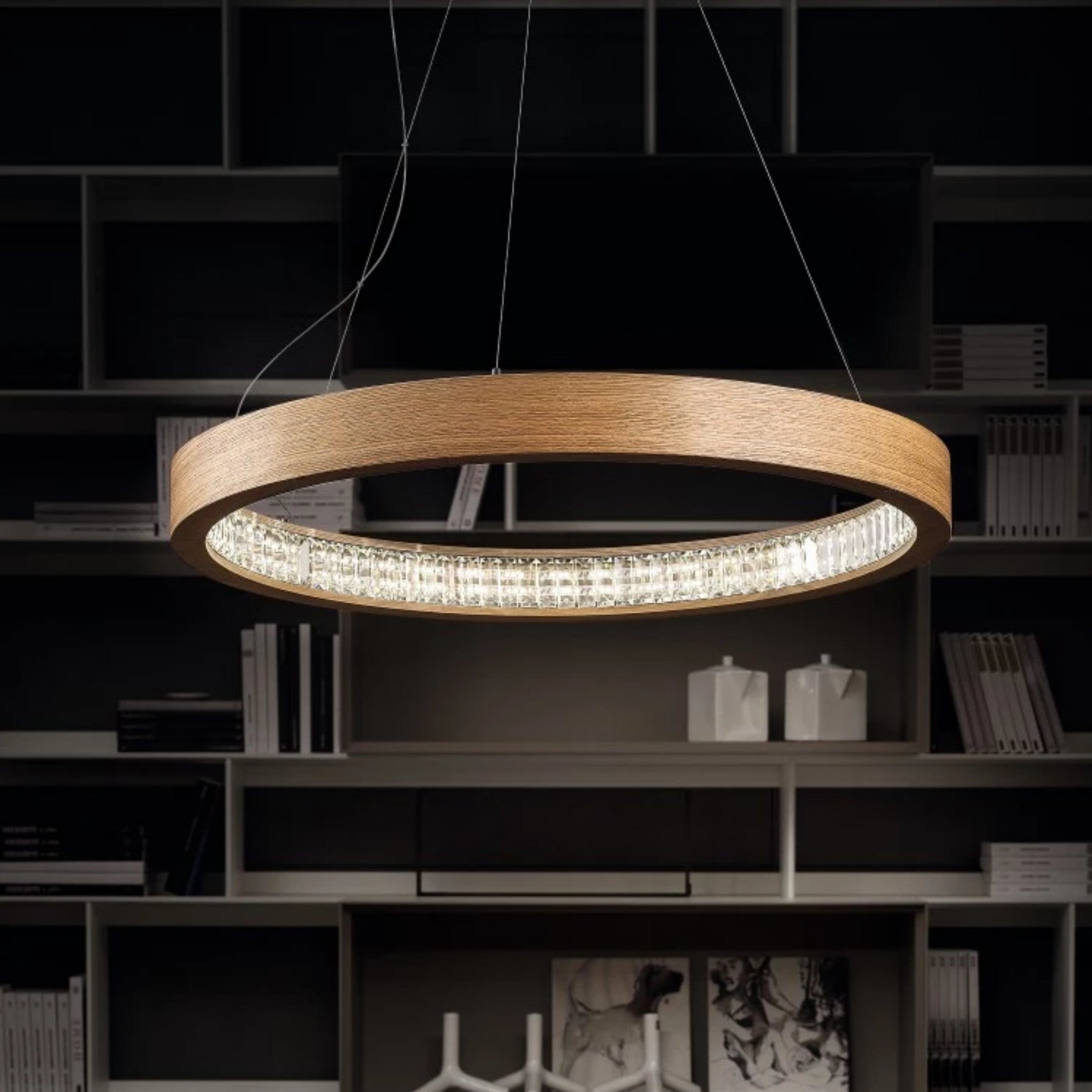 Wooden Modern Round Ceiling Pendant — italian-lighting-centre
