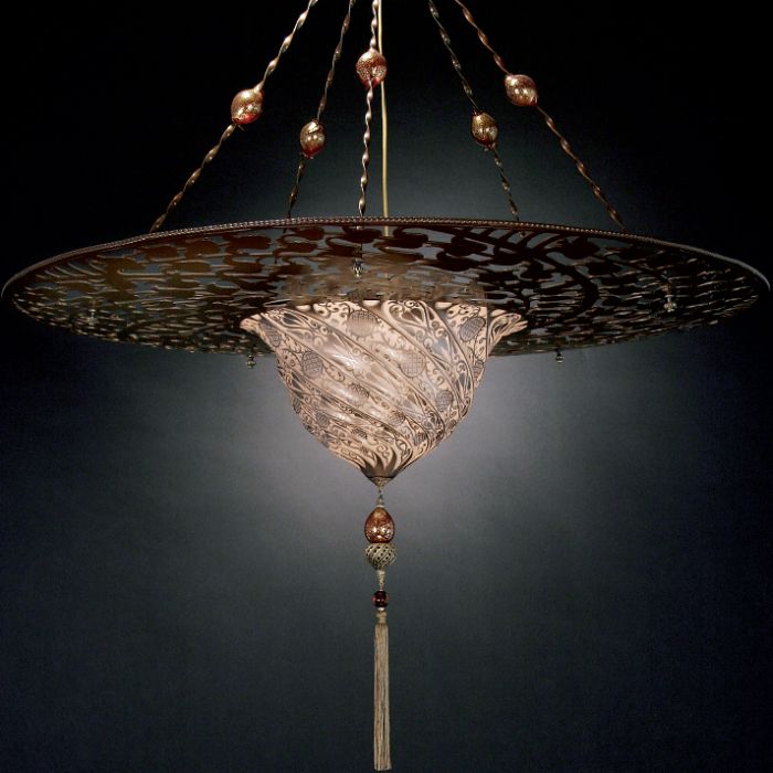 Fortuny ceiling pendant light | Venetian oriental style lights ...