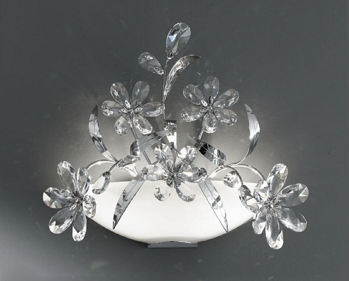Asfour crystal flower light | chrome and crystal flower wall light ...