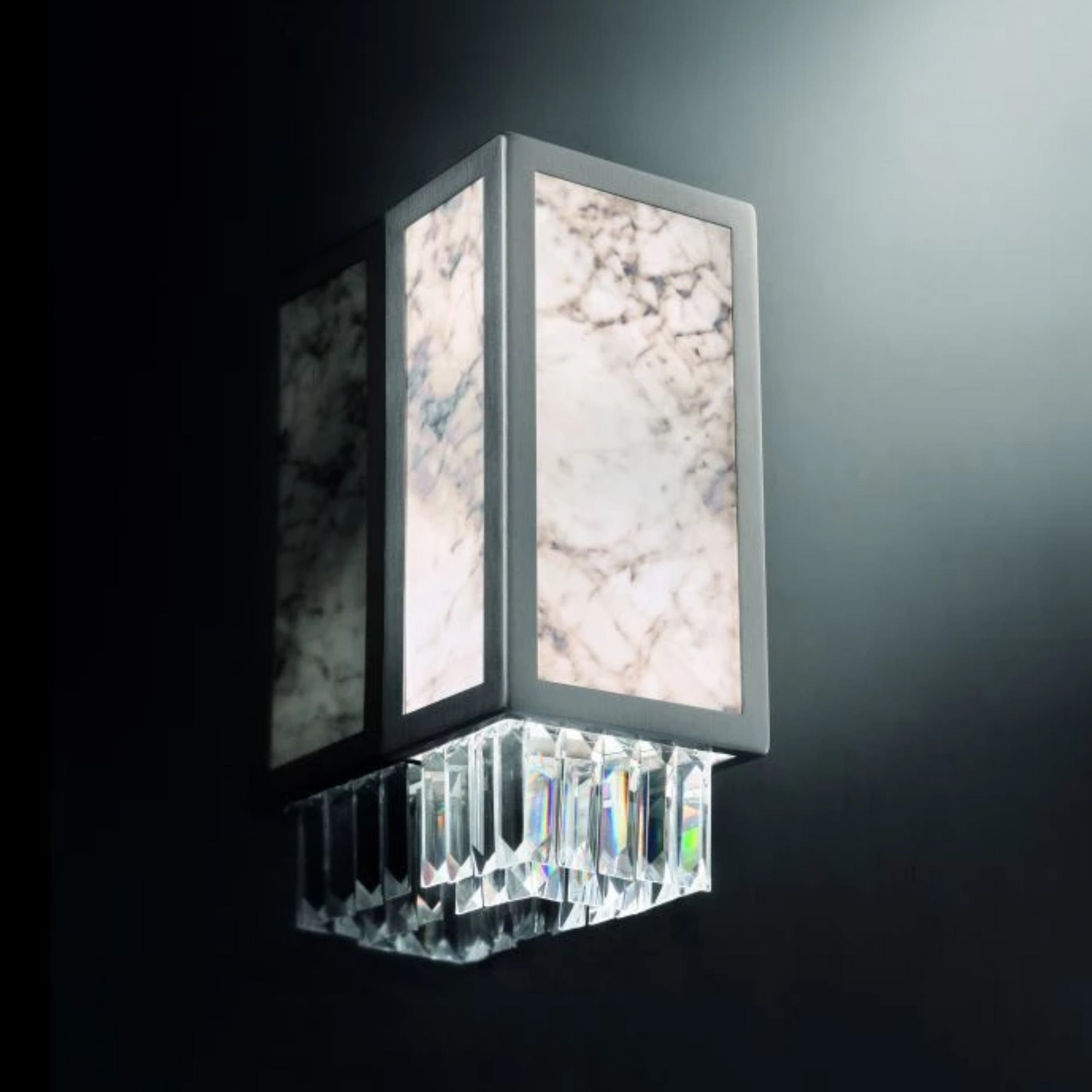Marble Plated Wall Light With Crystal Pendants — italian-lighting-centre